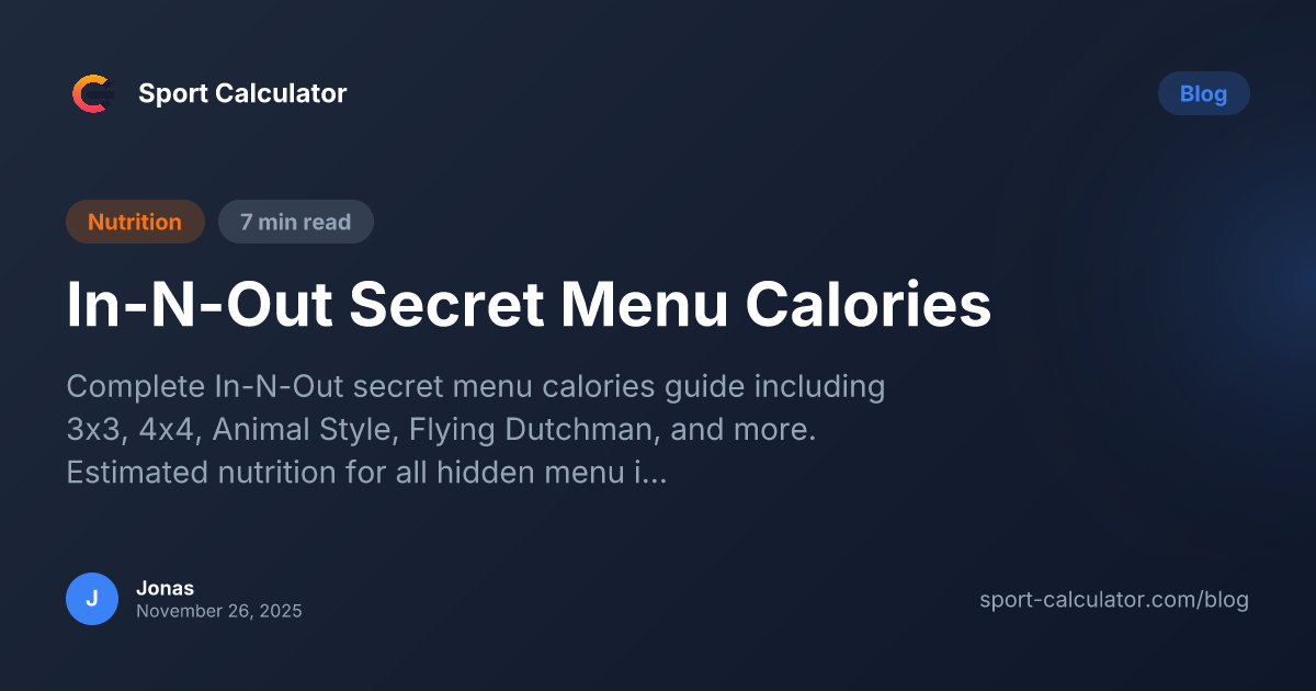 In-N-Out Secret Menu Calories
