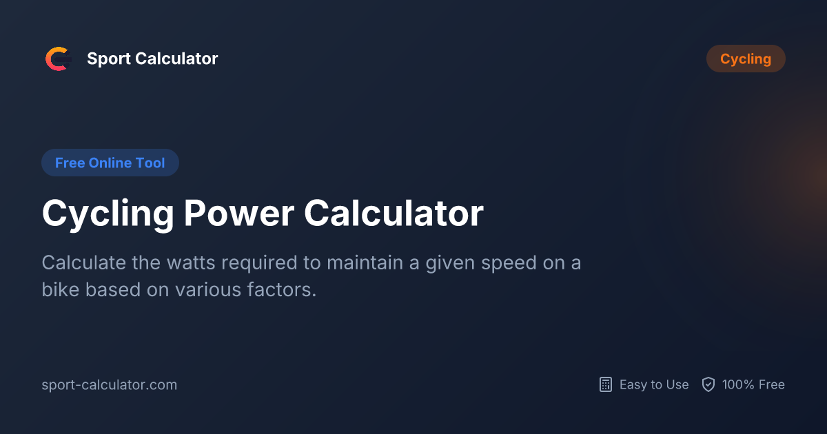 Cycling Power Calculator | Free & Easy to Use