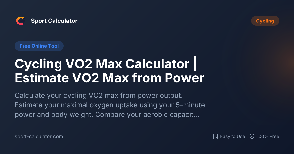Cycling VO2 Max Calculator | Estimate VO2 Max from Power | Free & Easy ...